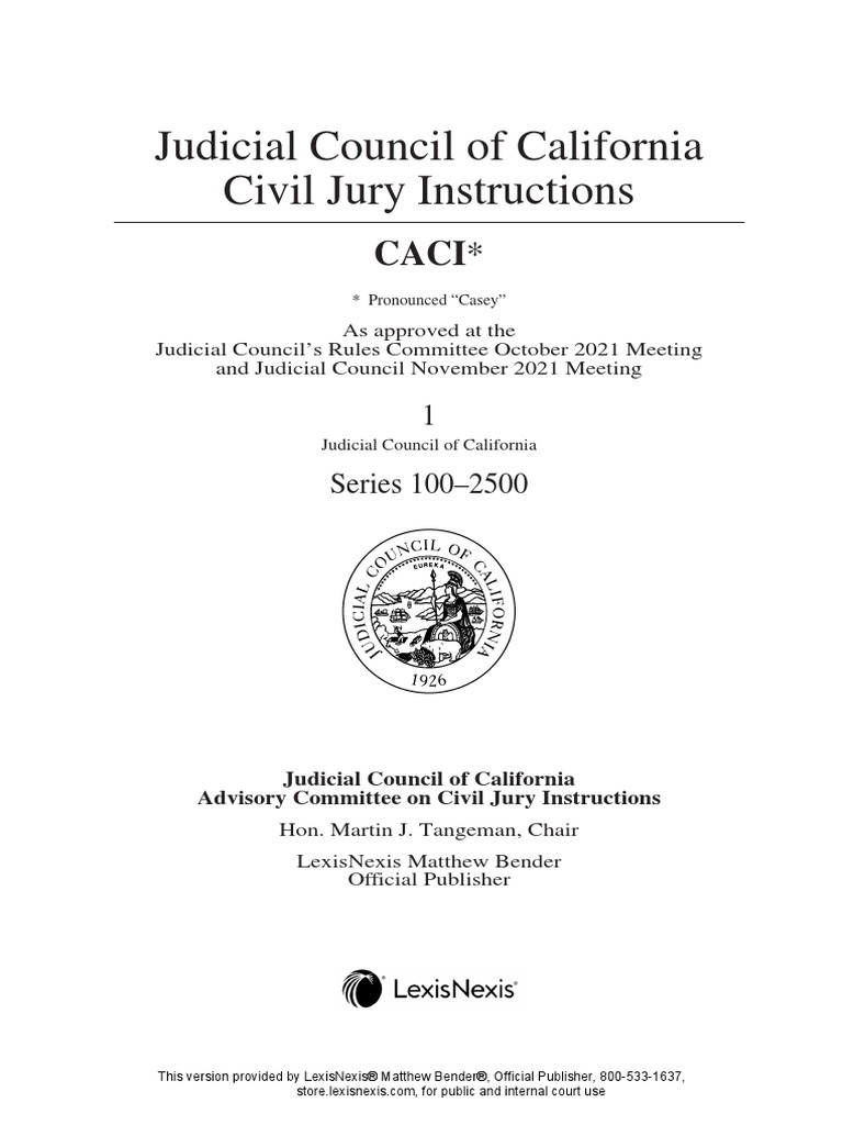 Judicial Council of California Civil Jury Instructions | Download Free ...