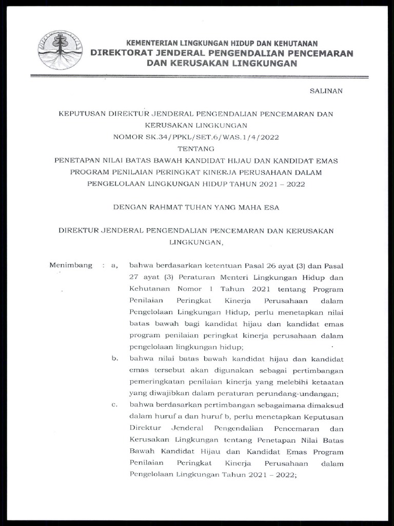 SK 34 2022 Passing Grade Hijau Dan Emas | PDF