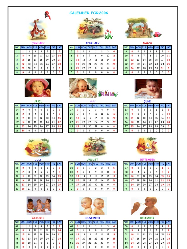 2006 Lifetime Calendar Overview | PDF