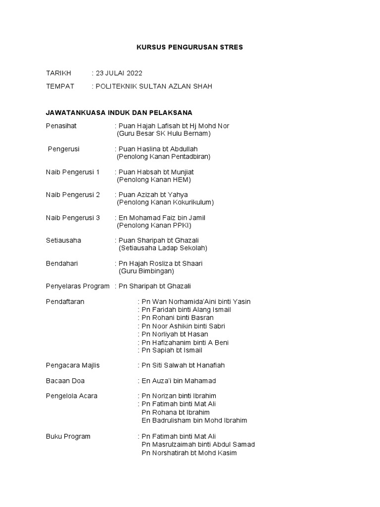 Kursus Pengurusan Stres | PDF