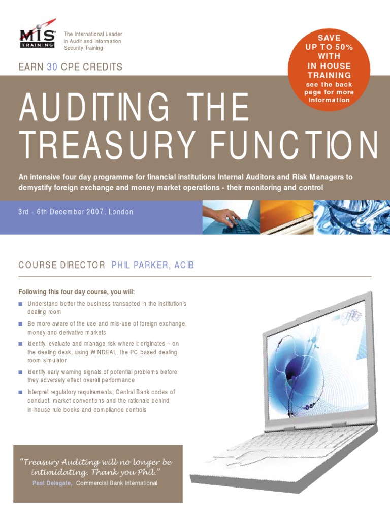 Auditing Treasury Functions Dec07 | Internal Audit | Audit