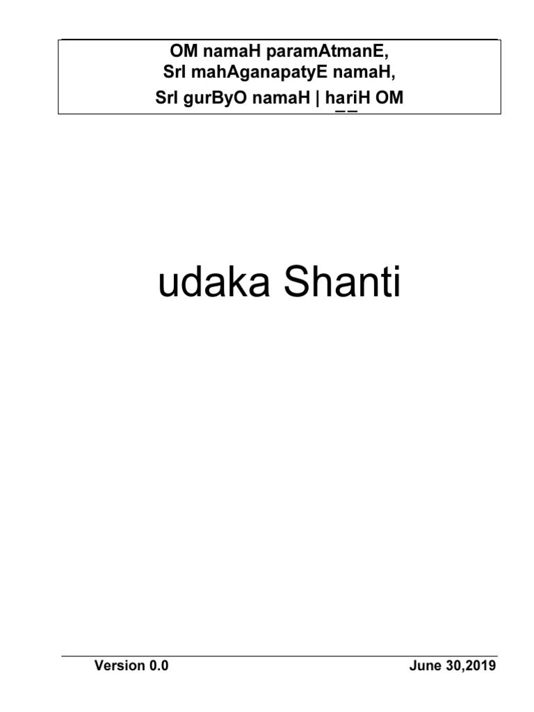 Udaka Shanti Mantras and Meanings | PDF | Vedas | Religious Texts
