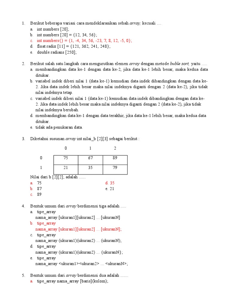 Soal Pemrograman Array Full | PDF