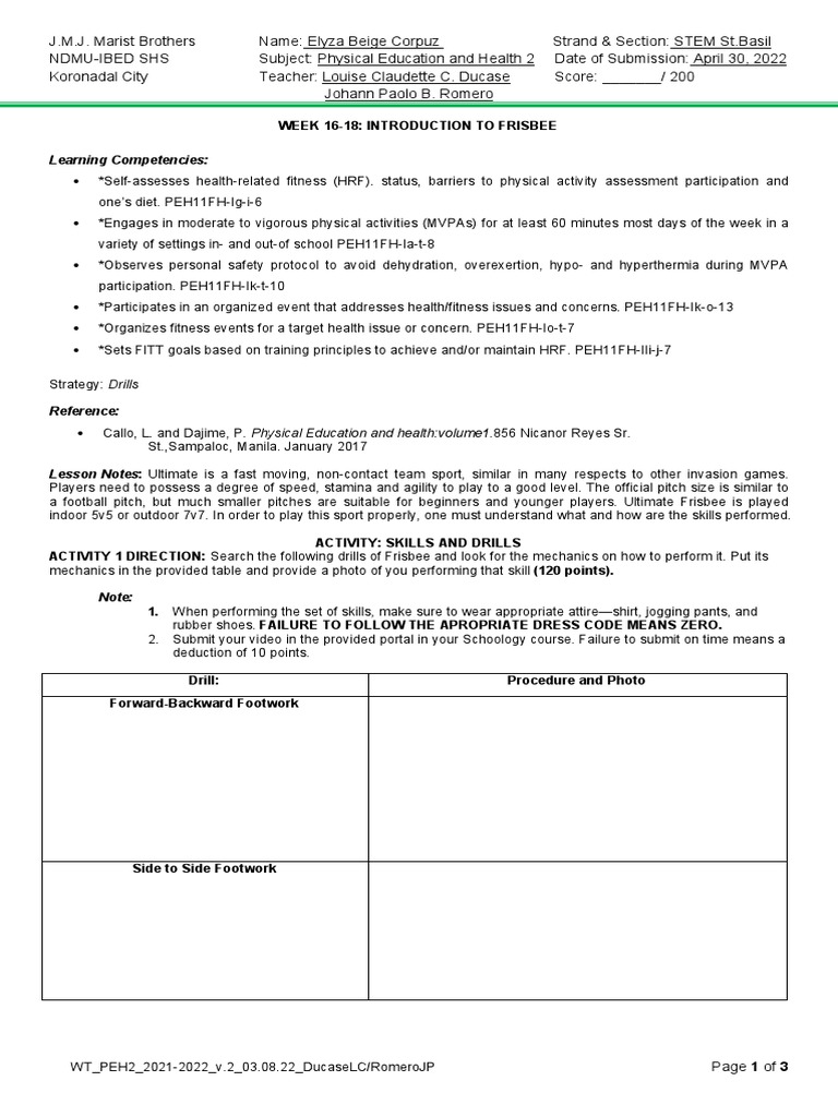 Ultimate Frisbee Skills Guide | PDF