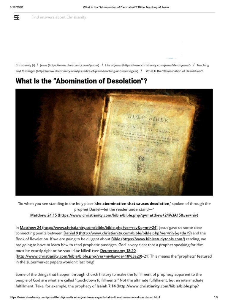What Is The "Abomination of Desolation" - Bible Teaching of Jesus | PDF ...