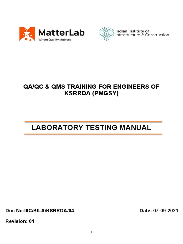 KSRRDA QA/QC Training Manual | PDF | Concrete | Density