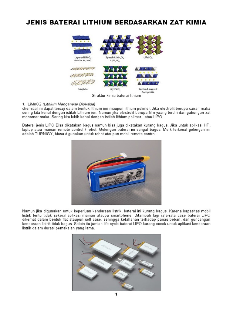 Jenis Baterai Lithium Berdasarkan Zat Kimia | PDF