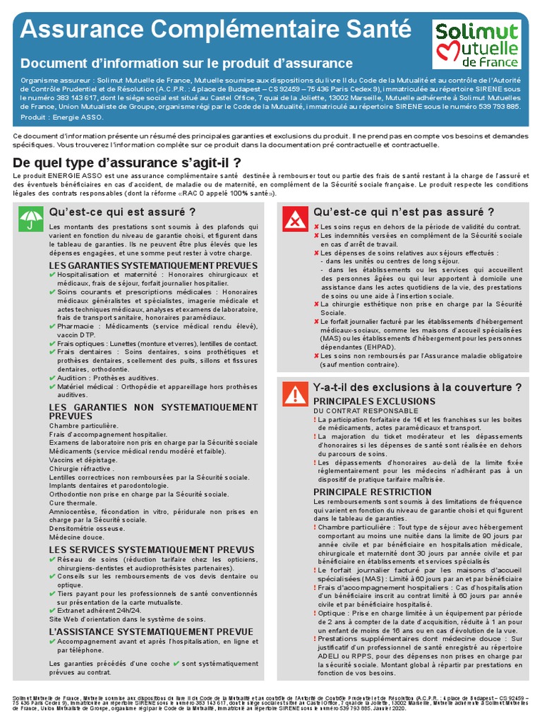 Fiche Ipid Energie Asso | PDF | Assurance | Dentiste