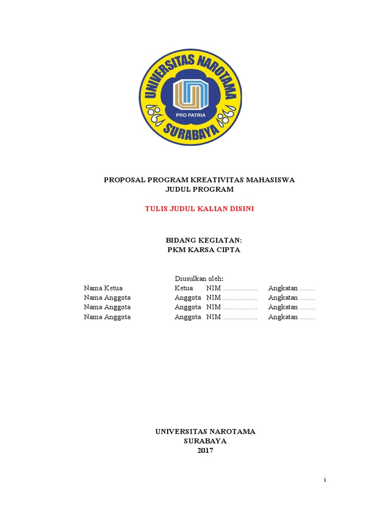 Kerangka Proposal PKM KC 2017 | PDF
