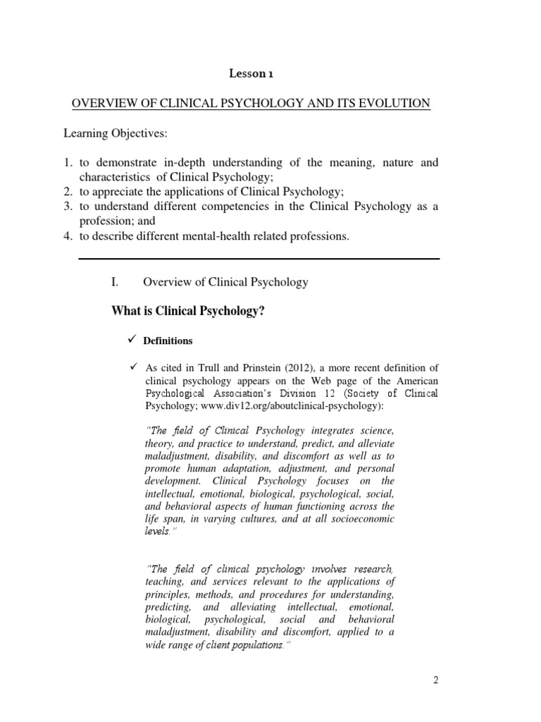 What Is Clinical Psychology?: Definitions | PDF | Psychotherapy ...