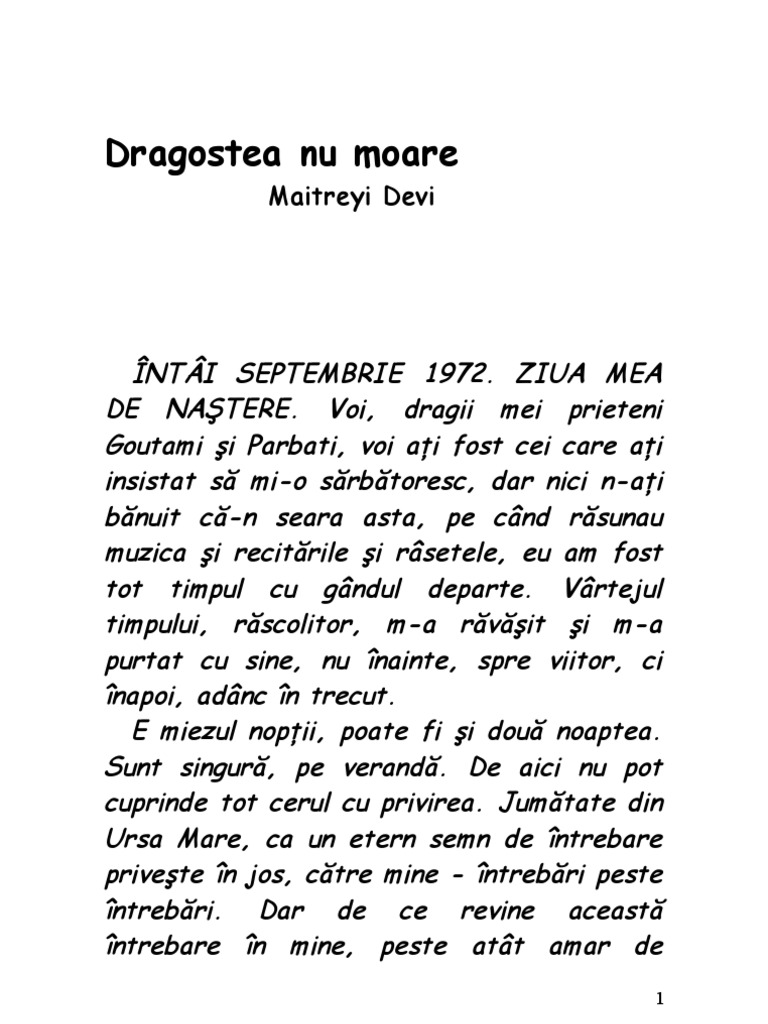 Dragostea Nu Moare Maitreyi Devi | PDF
