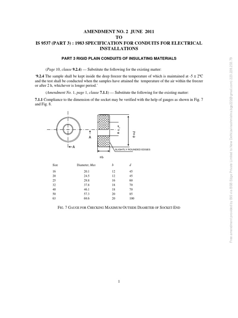 Amendment No. 2 June 2011 TO Is 9537 (Part 3) : 1983 Specification For ...