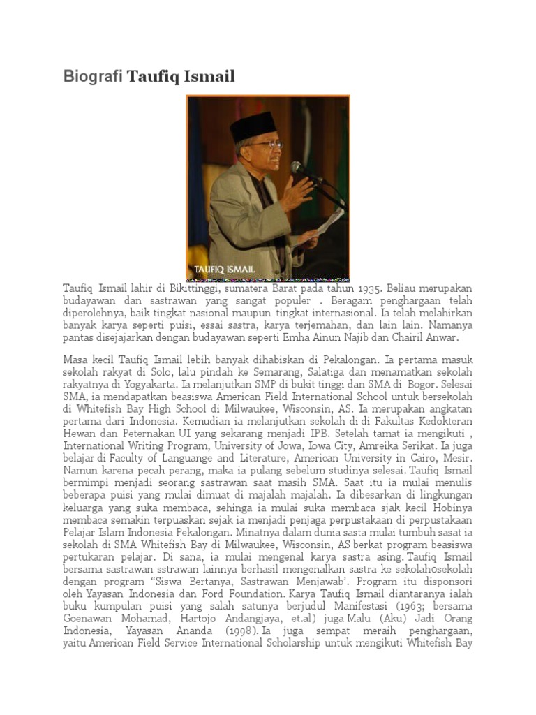 Biografi: Taufiq Ismail | PDF