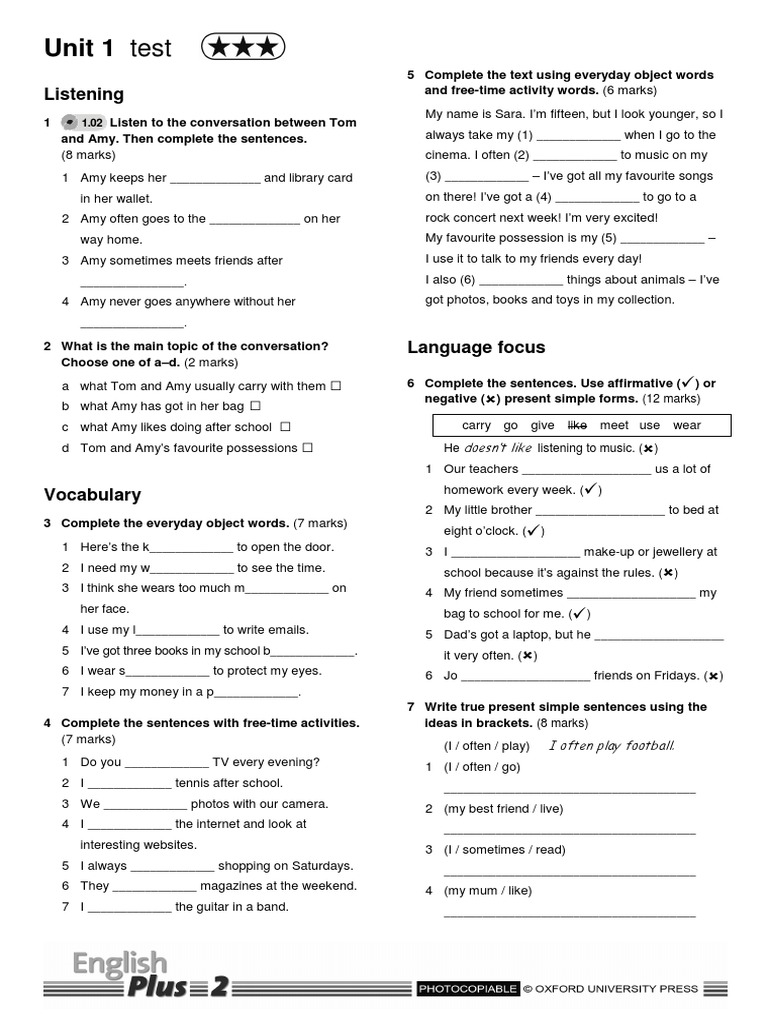 Unit 1 Higher Test | PDF