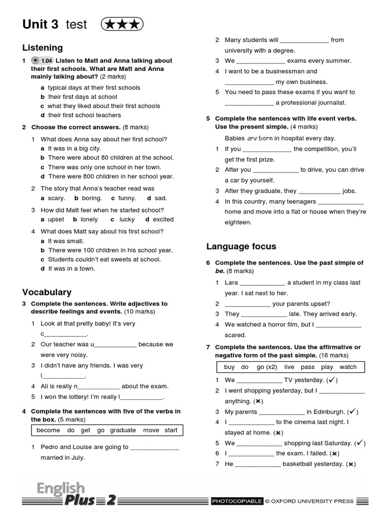 Unit 3 Higher Test | PDF | Test (Assessment) | Linguistics