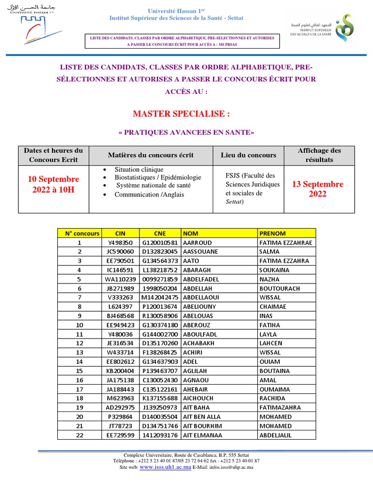 Liste Conv PRSAS 2022 2023 | PDF