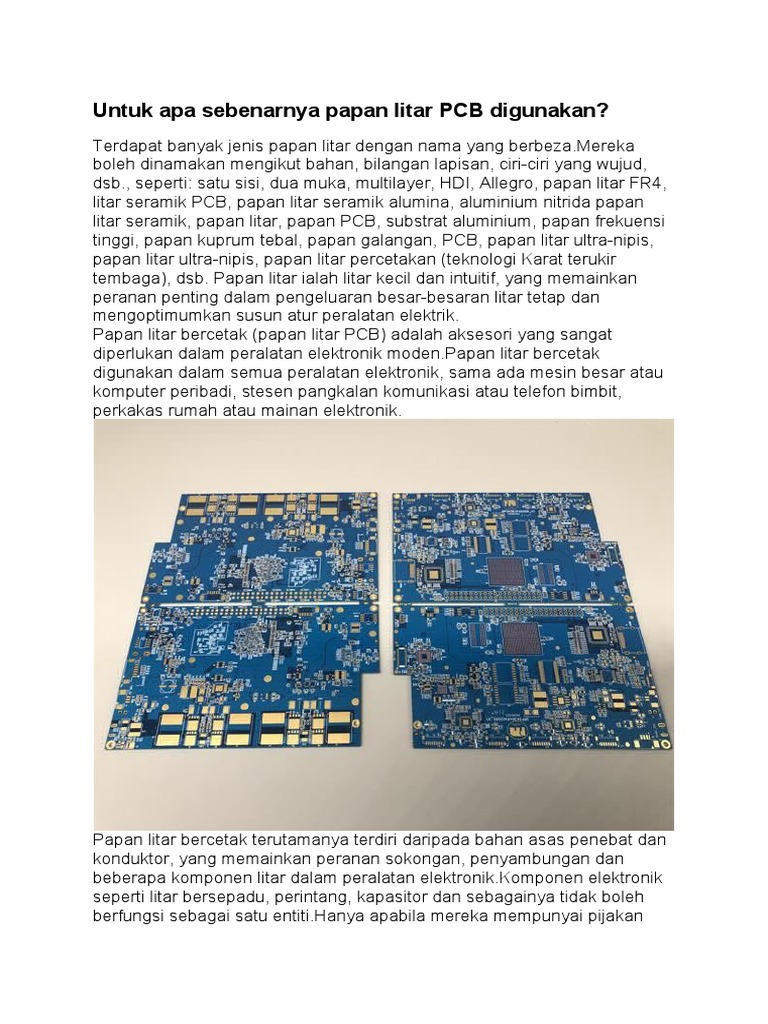 Untuk Apa Sebenarnya Papan Litar PCB Digunakan | PDF