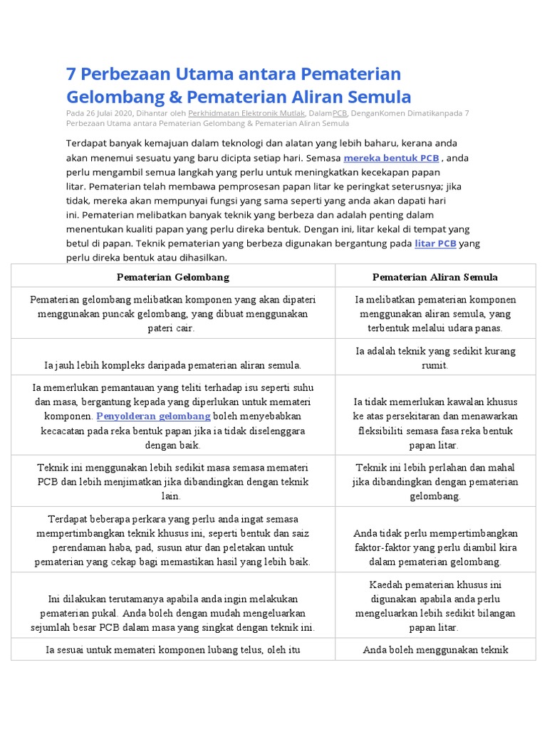 7 Perbezaan Utama Antara Pematerian Gelombang | PDF