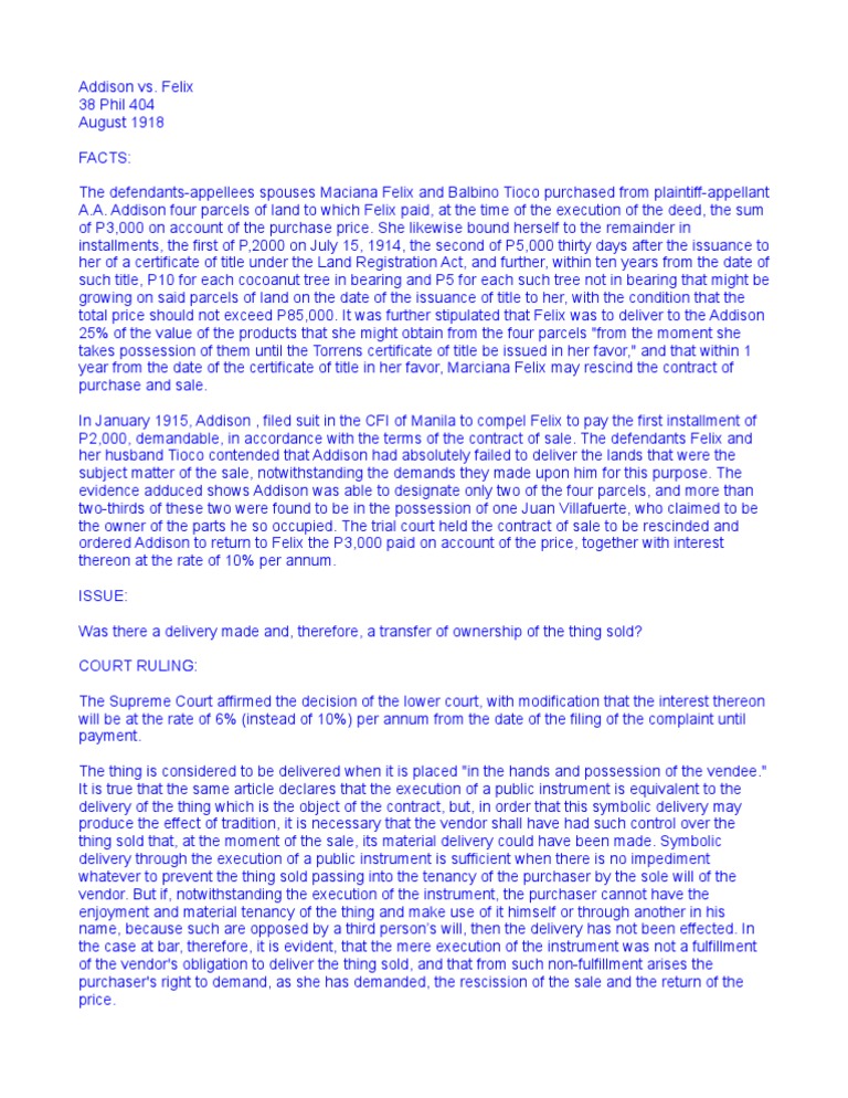 Addison vs. Felix | PDF | Common Law | Justice