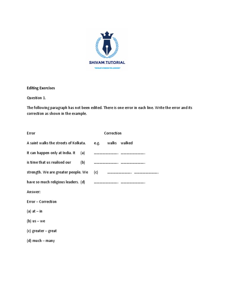 English Grammar Error Correction | PDF | Games & Activities | Teaching ...