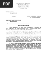 Reply Affidavit Sample | PDF | Criminal Justice | Crime & Violence