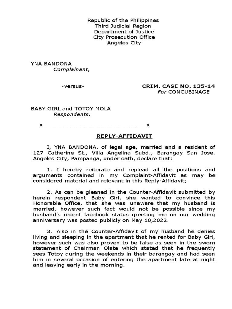 Reply Affidavit | PDF | Affidavit | Government