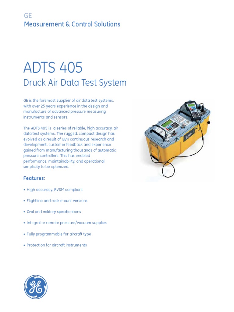 ADTS 405: Druck Air Data Test System | PDF | Airspeed | Calibration