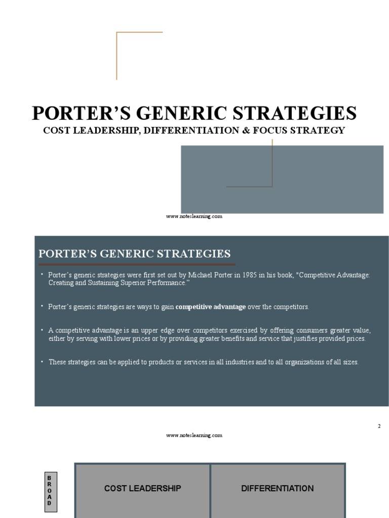Porters Generic Strategies | PDF | Competitive Advantage | Strategic ...