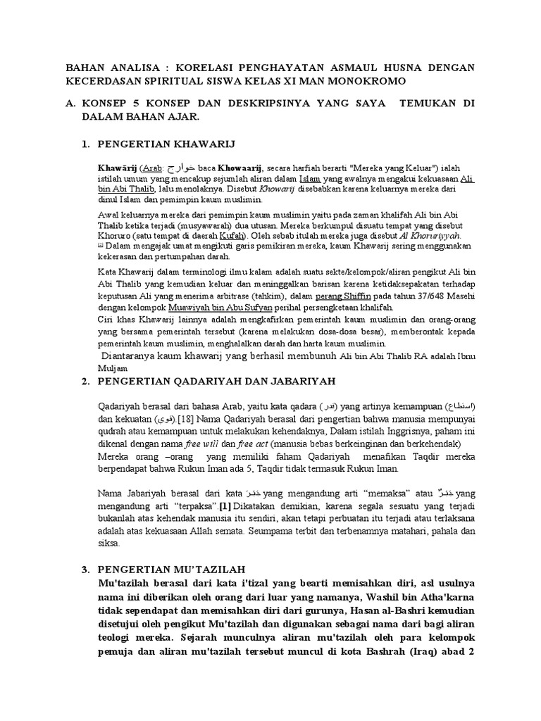 Analisa Modul KB 4 Ilmu Kalam | PDF