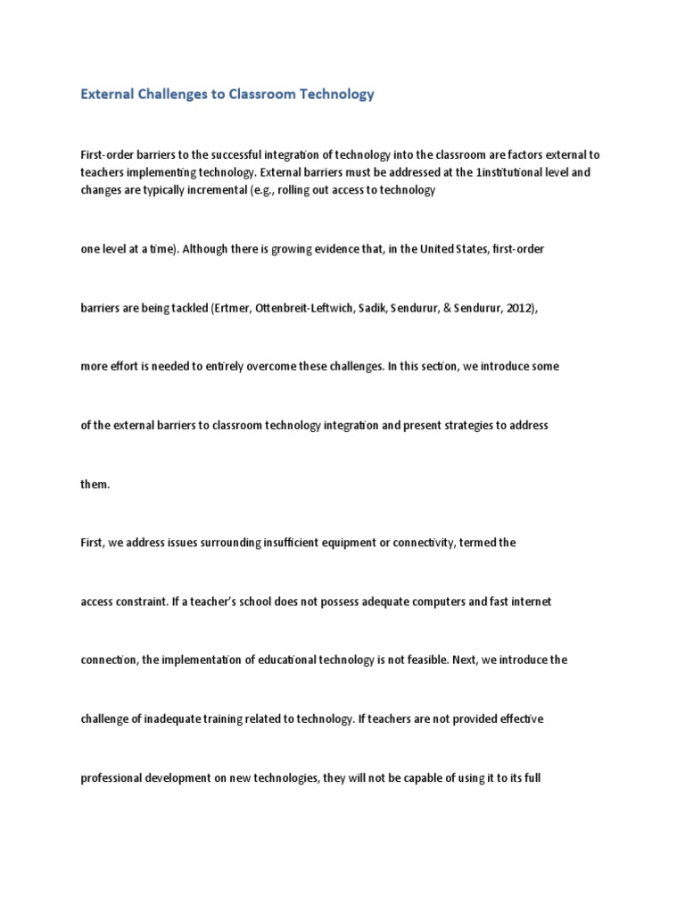 External Challenges To Classroom Technology | PDF | Educational ...