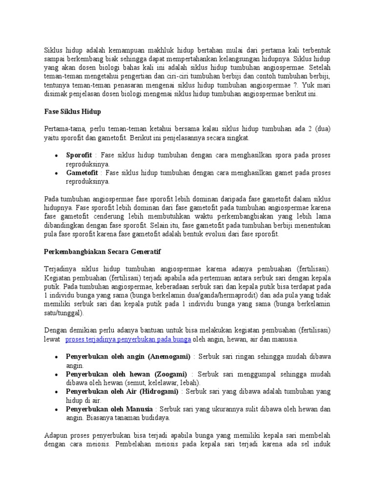 Proses Terjadinya Penyerbukan Pada Bunga | PDF