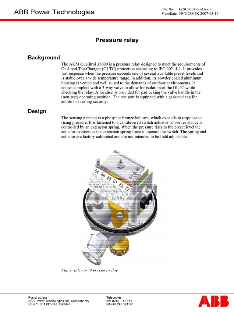 15 - Pressure Relay For OLTC - (AKM - 35600 - Qualitrol) | PDF | Valve ...