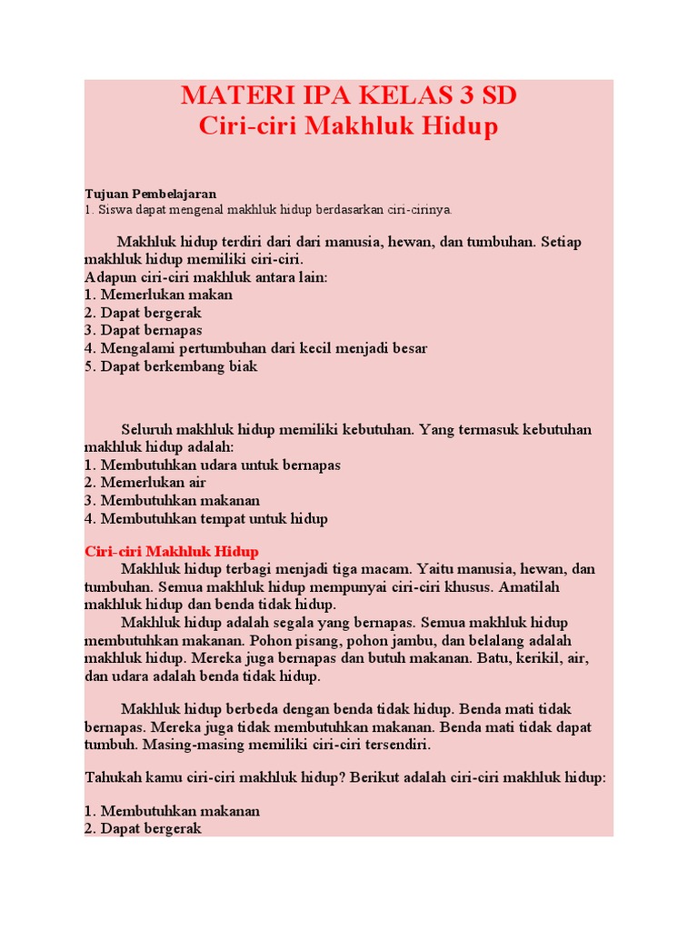 Materi Ipa Kelas 3 SD | PDF