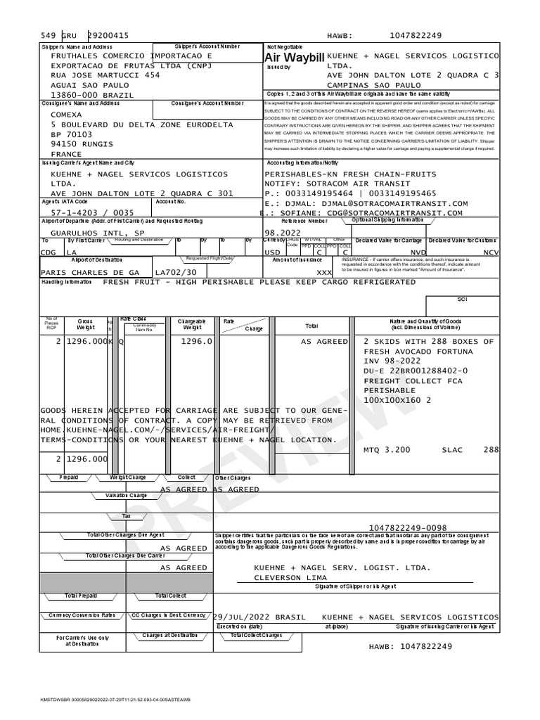 Exemplo de AWB | PDF | Common Carrier | Trade