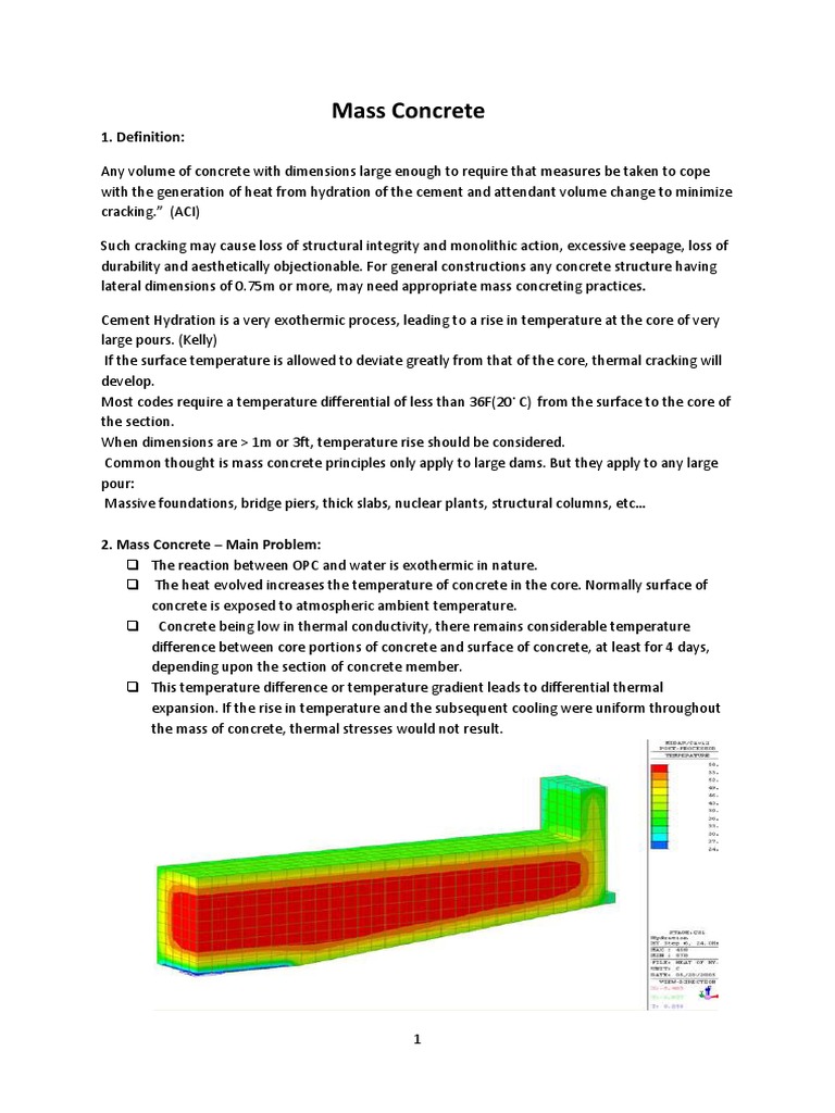 Mass Concrete - Note | PDF | Concrete | Thermal Expansion