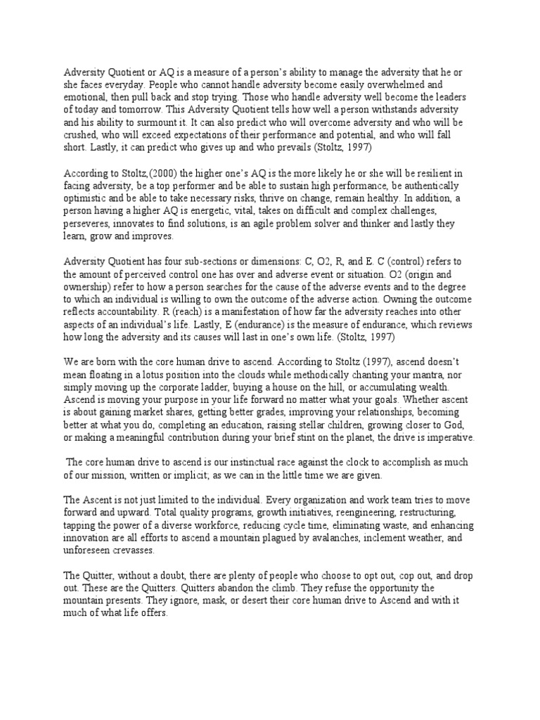 Adversity Quotient | PDF