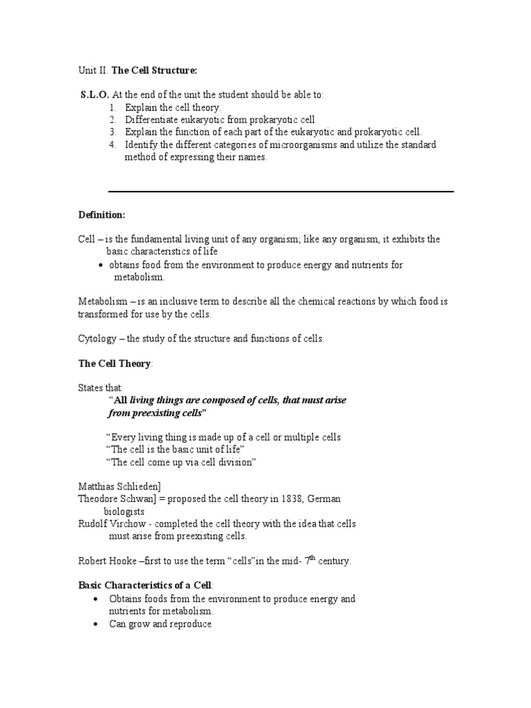 The Cell Structure and Taxonomy | PDF | Cell (Biology) | Cell Membrane