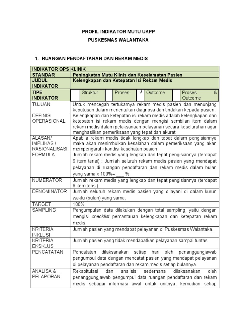 Profil Indikator Mutu Dan Kinerja UKPP Walantaka | PDF
