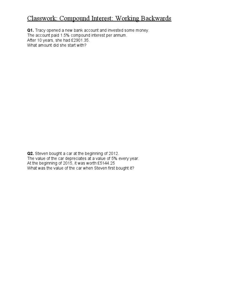 Chapter17 Compound Interest Exam-Style Qs | PDF | Interest | Compound ...