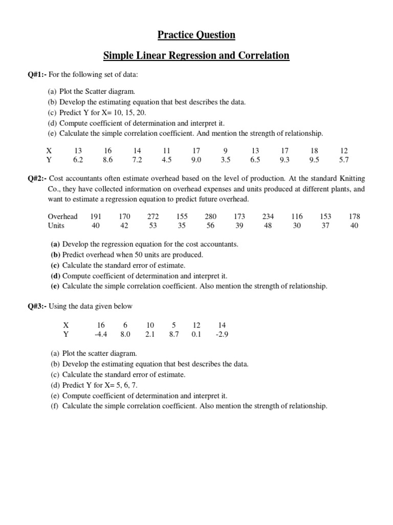 Simple Linear Regression & Correlation | PDF | Coefficient Of ...