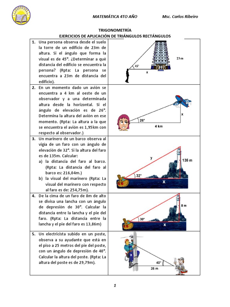 Hojas De Trabajo Sobre Proporciones En Triángulos Rectángulos