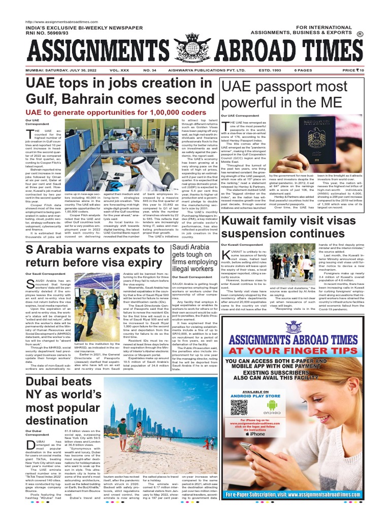 Overseas Assignment 30th July | PDF | Travel Visa | United Arab Emirates