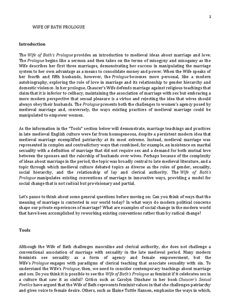 Wife of Bath Notes and Summary | PDF | Marriage | Wife