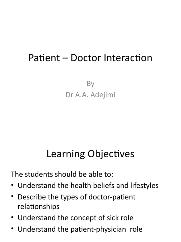 Patient - Doctor Interaction | PDF | Physician | Psychological Concepts