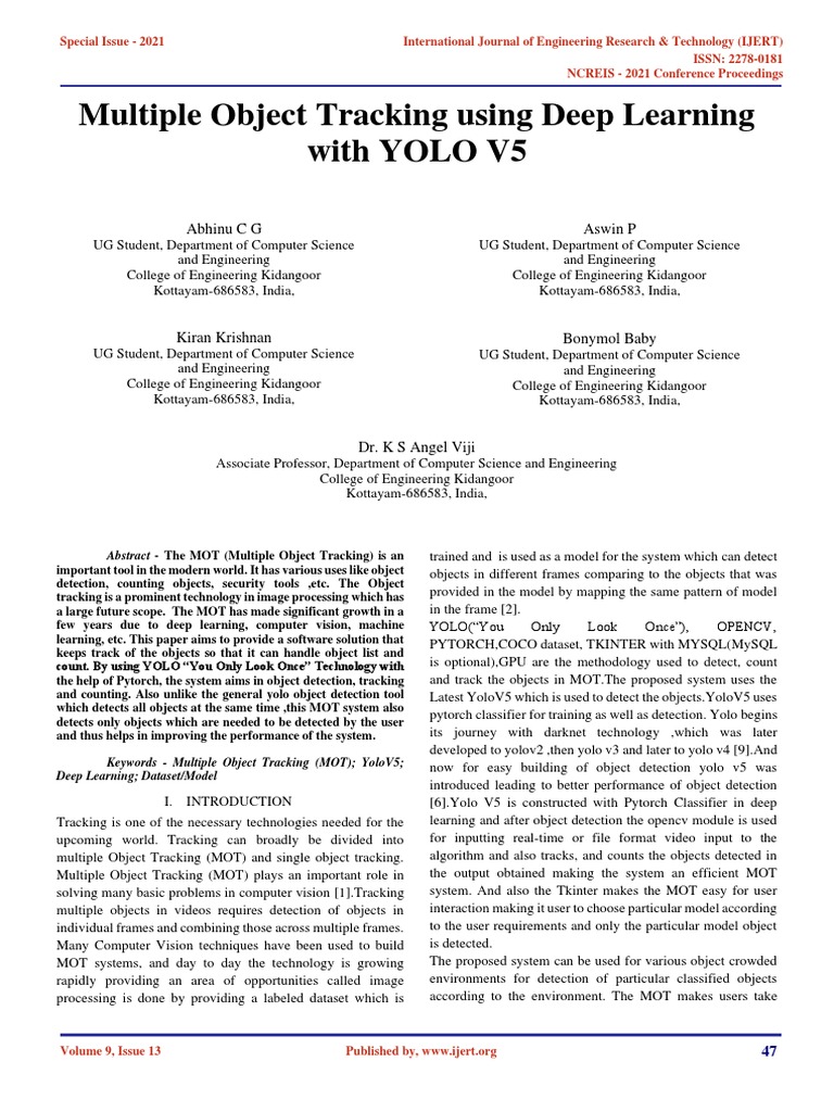Multiple Object Tracking Using Deep Learning With Yolo v5 ...