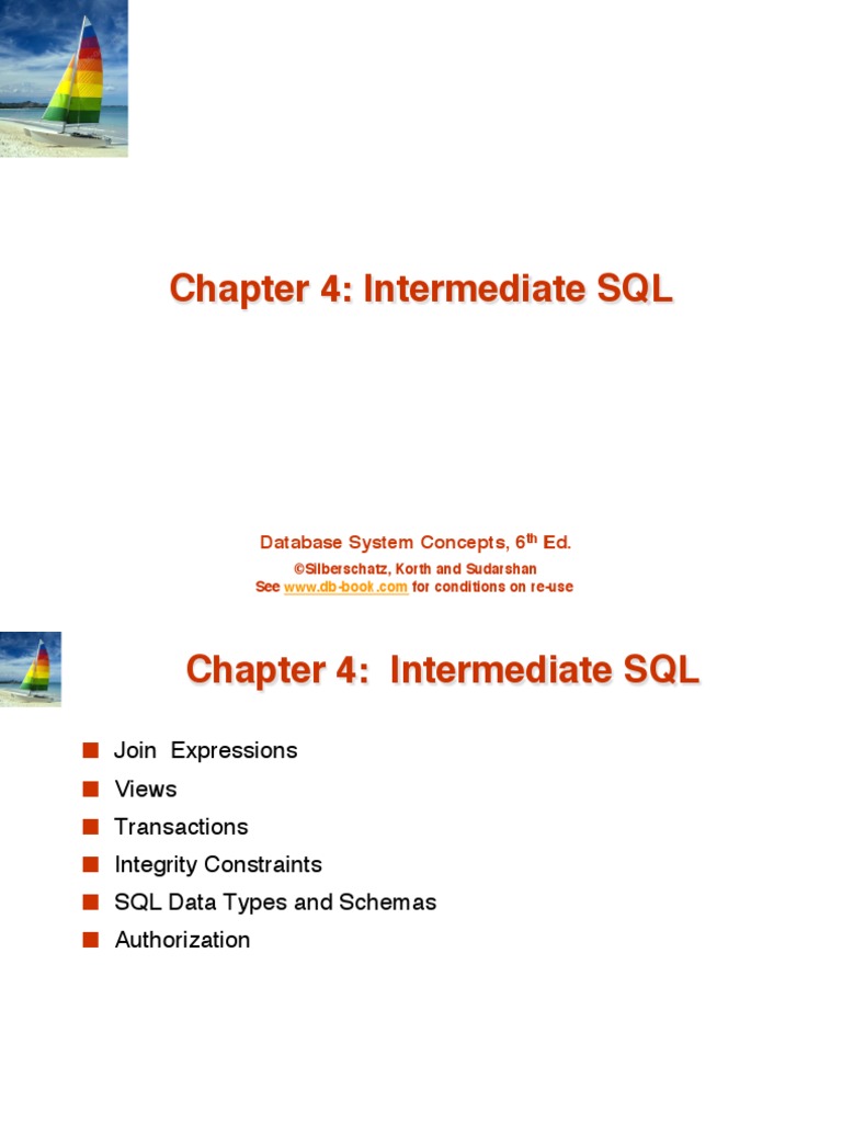 Chapter 4: Intermediate SQL: Database System Concepts, 6 Ed | PDF ...