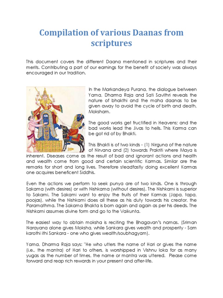 Compilation of Various Daanas From Scriptures | PDF | Moksha | Bhagavan