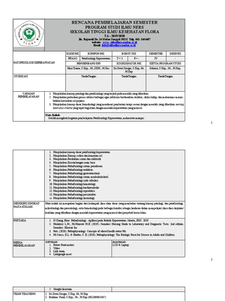 RPS Patofisiologi Keperawatan | PDF | Pengembangan Diri