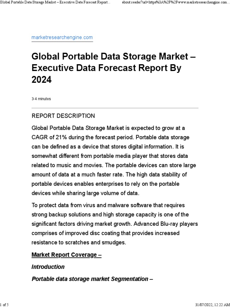 Global Portable Data Storage Market - Executive Data Forecast Report by ...