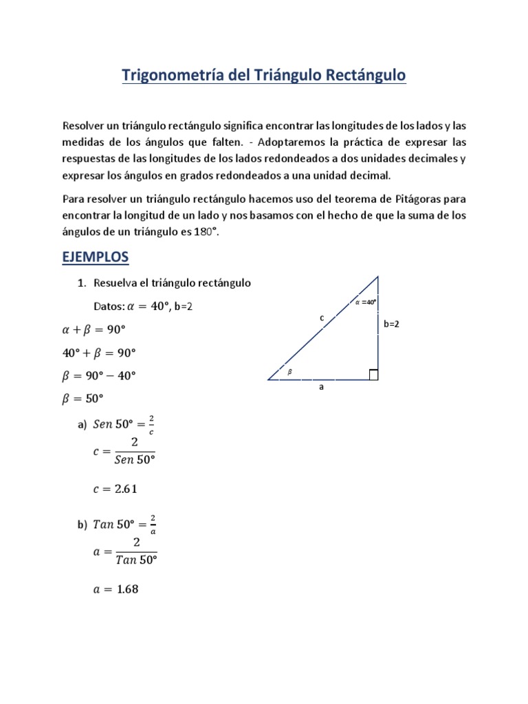 Trigonometria Del Triángulo Rectángulo | PDF | Trigonometría ...